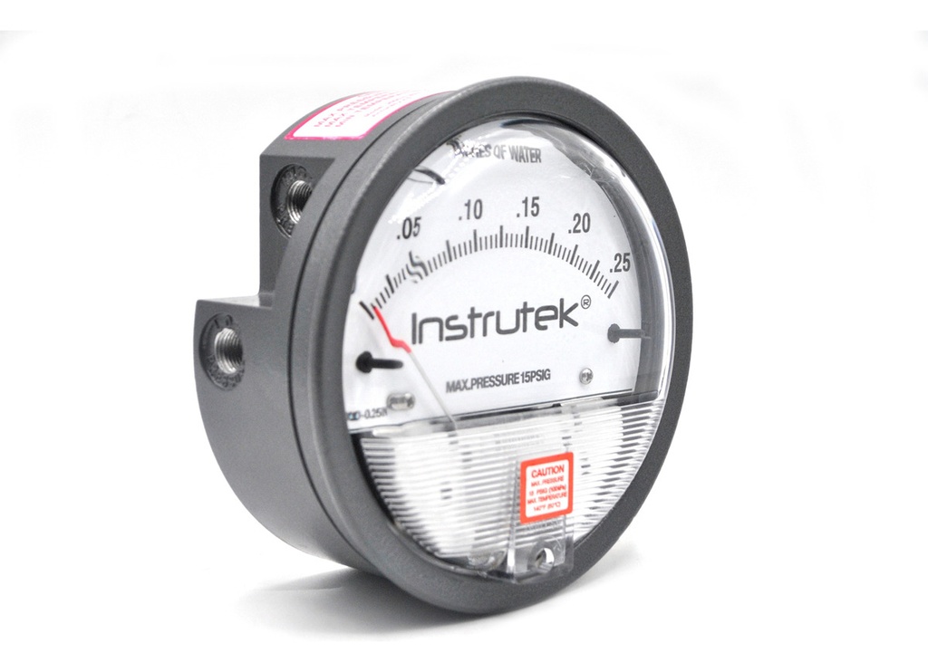 Manómetro de presión diferencial de 0 a 0.25 pulgadas de agua. | Instrutek